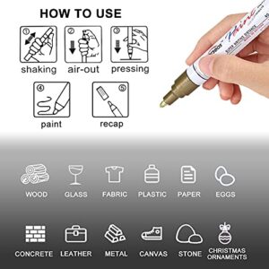 Permanent Paint Markers Pens - 3 Pack White Oil Based Paint Pens, Medium Tip, Quick Drying and Waterproof Marker Pen for Metal, Rock, Wood, Fabric, Plastic, Canvas, Mugs, Stone, Glass