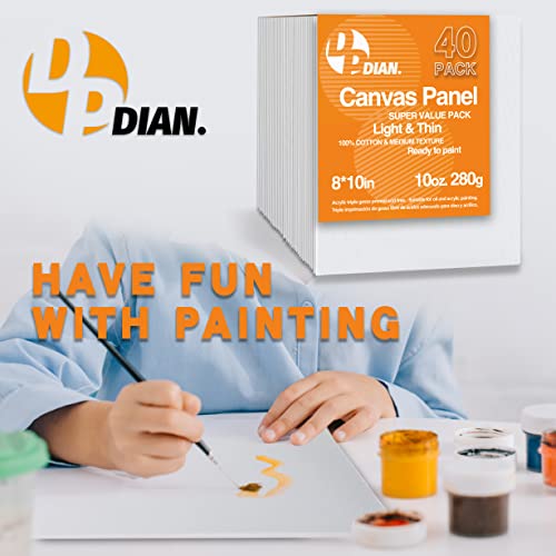 Canvas Boards for Painting 40 Pack, 8 inch x 10 inch Super Value Pack, Artist Canvas Panels for Oil & Acrylic Painting