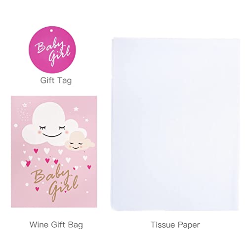 MAYPLUSS 16" Extra Large Gift Bag with Greeting Card and Tissue Paper - Baby Girl 3D Making Design