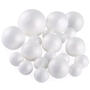 pllieay 20 pieces 5 sizes white foam balls polystyrene craft balls art decoration foam balls for art, craft, household, school projects and party decoration