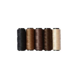 5 rolls sewing threads using for hand sewing hair extensions making wigs diy (black, brown, dark brown, beige, khaki)