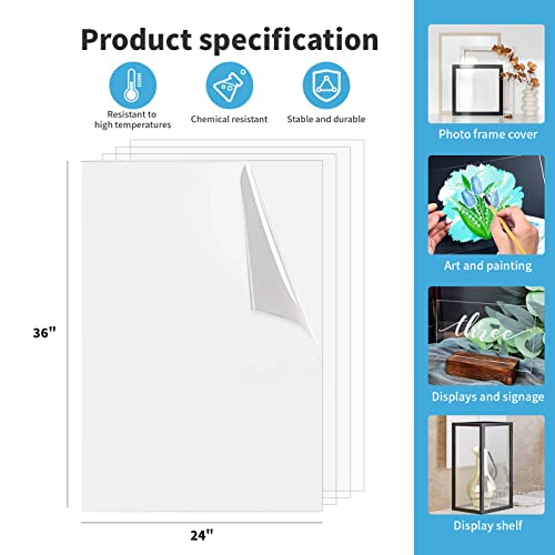 Art3d 5-Pack of 24×36" PET/Plexiglass Sheets, Transparent Clear Flexible Plastic Sheet Panels for Craft, Picture Frames, Sign Blank, DIY Display Project