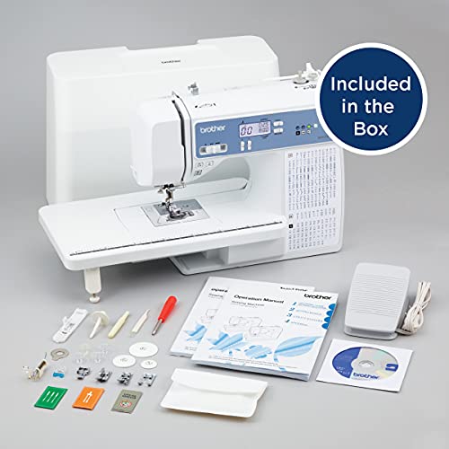 Brother XR9550 Sewing and Quilting Machine, Computerized, 165 Built-in Stitches, LCD Display, Wide Table, 8 Included Presser Feet, 20x12x17, White