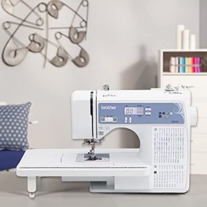 Brother XR9550 Sewing and Quilting Machine, Computerized, 165 Built-in Stitches, LCD Display, Wide Table, 8 Included Presser Feet, 20x12x17, White