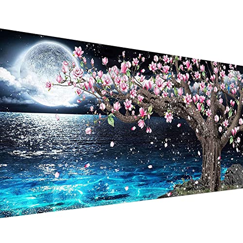 pchmcu 5D Lake Diamond Painting , Diamond Painting Moon Kits for Adults，DIY Full Drill Crystal Rhinestone Arts and Crafts, Gem Art Paints with Diamond Home Wall Decor 27.5 X 15.7inch