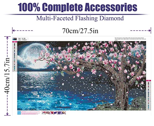 pchmcu 5D Lake Diamond Painting , Diamond Painting Moon Kits for Adults，DIY Full Drill Crystal Rhinestone Arts and Crafts, Gem Art Paints with Diamond Home Wall Decor 27.5 X 15.7inch