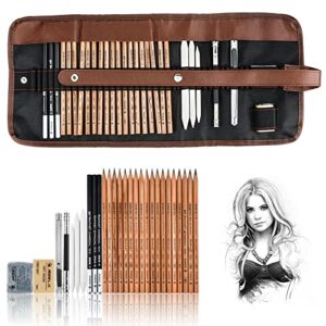 yunqideer drawing pencils, sketch pencils art supplies kit for kids adults, professional sketching art graphite charcoal pencils set