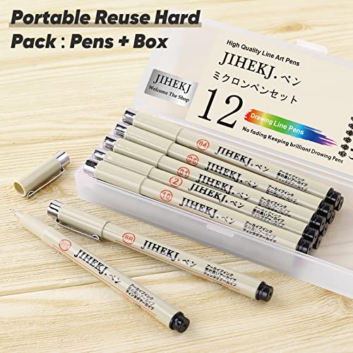 Drawing Pens 12-Pack, Art Pens Anime Pens Sketch Pens Precision Multiliner Pens ink Pens Calligraphy Pens Design Pens Office School Supplies Drawing Supplies Artists Line Art Supplies Design Supplies