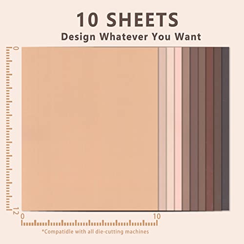 Tintnut Skin Tone Heat Transfer Vinyl - 10 Sheets Bundle 10x12 Inch Cream Barely Beige Iron on Vinyl Brown Tan HTV Vinyl Craft Cutter DIY T-Shirts Clothing Bags for Cricut Silhouette Cameo