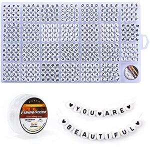 eppingwin 1400 pcs letter beads, 4×7 mm acrylic beads, beads for jewelry making, beads for bracelet making, alphabet beads, in 28 grid box (white and black)