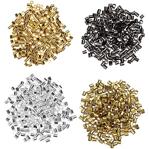 Crimping Beads for Jewelry Making, 2x2 mm Crimp Tube Spacers (1000 Pack)