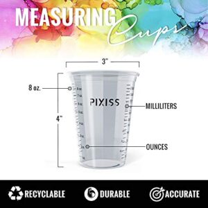 50-Pack Disposable Epoxy Resin Mixing Cups with Measurements - Pixiss Mixing Cups for Epoxy Resin, Epoxy Mixing Containers, Epoxy Cups For Epoxy Measuring Cups - 20 Resin Mixing Sticks