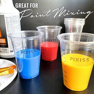 50-Pack Disposable Epoxy Resin Mixing Cups with Measurements - Pixiss Mixing Cups for Epoxy Resin, Epoxy Mixing Containers, Epoxy Cups For Epoxy Measuring Cups - 20 Resin Mixing Sticks