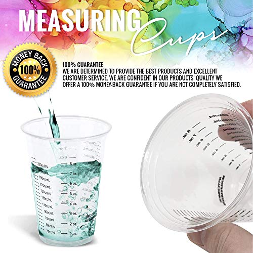 50-Pack Disposable Epoxy Resin Mixing Cups with Measurements - Pixiss Mixing Cups for Epoxy Resin, Epoxy Mixing Containers, Epoxy Cups For Epoxy Measuring Cups - 20 Resin Mixing Sticks