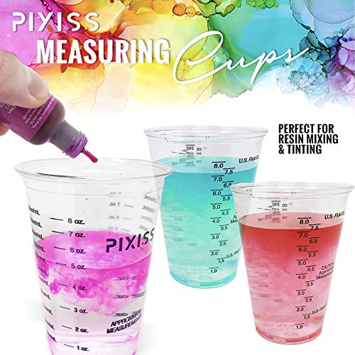 50-Pack Disposable Epoxy Resin Mixing Cups with Measurements - Pixiss Mixing Cups for Epoxy Resin, Epoxy Mixing Containers, Epoxy Cups For Epoxy Measuring Cups - 20 Resin Mixing Sticks