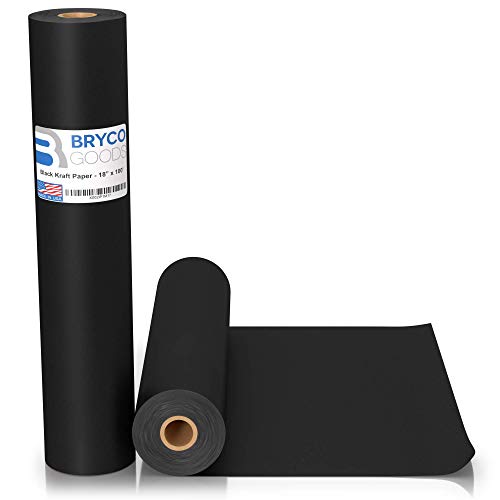 Black Kraft Arts and Crafts Paper Roll - 18 inches by 100 Feet (1200 Inch) - Ideal for Paints, Wall Art, Easel Paper, Fadeless Bulletin Board Paper, Gift Wrapping Paper and Kids Crafts - Made in USA