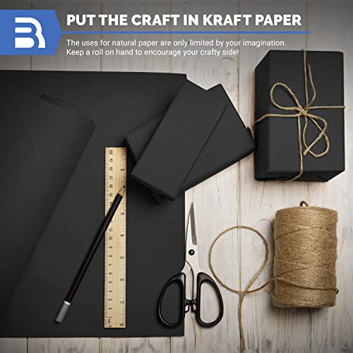 Black Kraft Arts and Crafts Paper Roll - 18 inches by 100 Feet (1200 Inch) - Ideal for Paints, Wall Art, Easel Paper, Fadeless Bulletin Board Paper, Gift Wrapping Paper and Kids Crafts - Made in USA