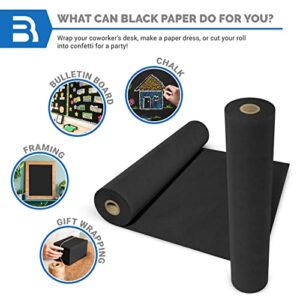 Black Kraft Arts and Crafts Paper Roll - 18 inches by 100 Feet (1200 Inch) - Ideal for Paints, Wall Art, Easel Paper, Fadeless Bulletin Board Paper, Gift Wrapping Paper and Kids Crafts - Made in USA