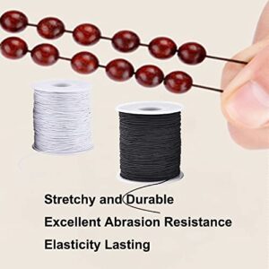 Elastic String for Bracelets, 2 Rolls 1 mm Sturdy Stretchy Elastic Cord for Jewelry Making, Necklaces, Beading