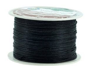 mandala crafts black 1mm waxed cord for jewelry making – 109 yds black waxed cotton cord for jewelry string bracelet cord wax cord necklace string