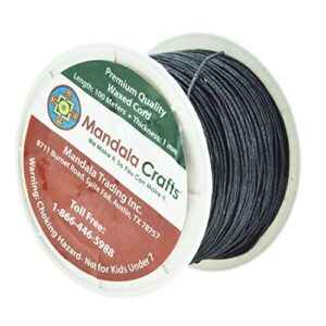 Mandala Crafts Black 1mm Waxed Cord for Jewelry Making - 109 Yds Black Waxed Cotton Cord for Jewelry String Bracelet Cord Wax Cord Necklace String