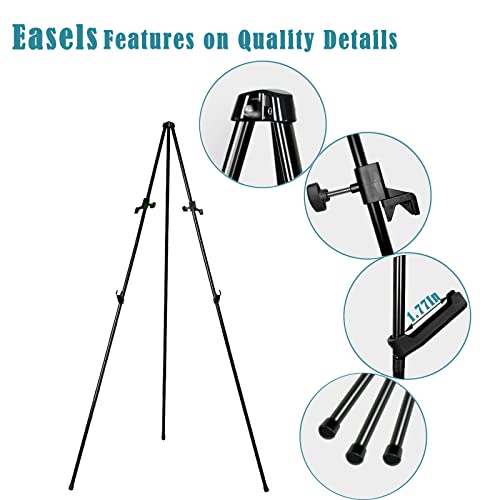 63" Instant Easels Stand for Wedding Sign & Posters,Adjustable Metal Easels for Display Painting Canvas,Folding Tripod with Portable Bag by JoyYeux,Black 1Pack