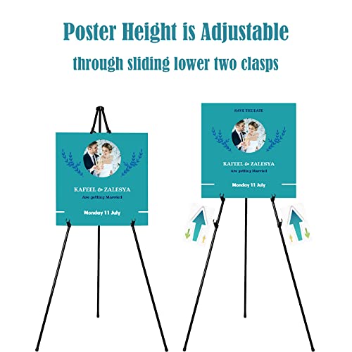 63" Instant Easels Stand for Wedding Sign & Posters,Adjustable Metal Easels for Display Painting Canvas,Folding Tripod with Portable Bag by JoyYeux,Black 1Pack