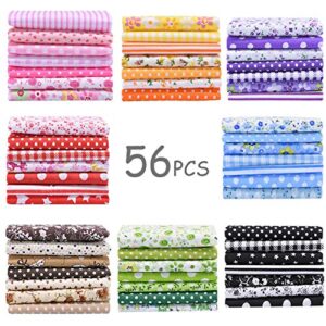 56 pieces 9.8″x 9.8″ (25cm x 25cm) squares cotton 100% floral printed sewing supplies fabric for quilting patchwork, diy craft, scrapbooking cloth