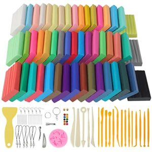 Polymer Clay Kits, Oven Bake Clay Model Clay, Safe and Non-Toxic DIY Modeling Clay, Sculpting Clay Tools and Accessories,Ideal Gift for Children, Adults and Artists (50 Color)