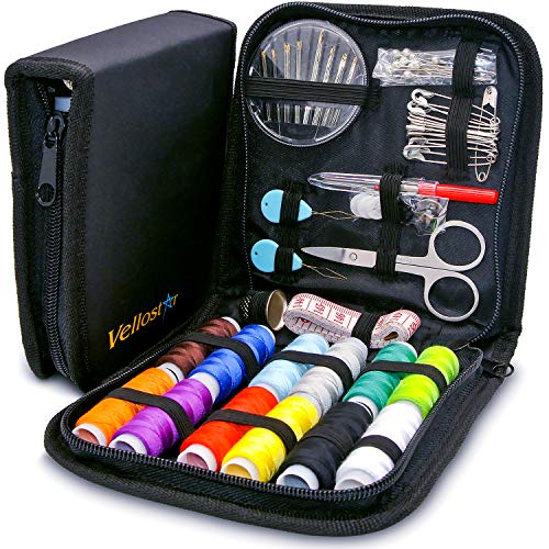 VelloStar Small Sewing Kit for Adults – Easy to Use Needle and Thread Kit with Sewing Supplies and Accessories, Basic Travel Sewing Kit Mini for Emergency Repairs, Hand Sewing Kits for Beginners