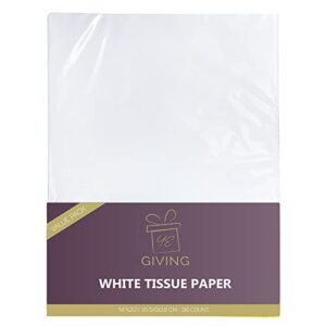 White Tissue Paper 14"x20" 96 Pack, for Gifts, Games, Birthdays, Easter, Mothers Day, Graduations, Gift Wrap, Crafts, DIY Paper Flowers and More…