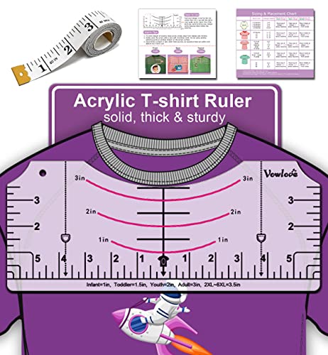 Tshirt Ruler Guide for Vinyl Alignment, T Shirt Rulers to Center Designs, Alignment Tool with Soft Tape Measure, Craft Sewing Supplies Accessories Tools for Heat Press HTV Heat Transfer Vinyl