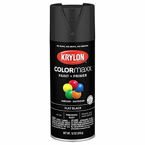 Krylon K05546007 COLORmaxx Spray Paint and Primer for Indoor/Outdoor Use, Flat Black , 12 Ounce (Pack of 1)