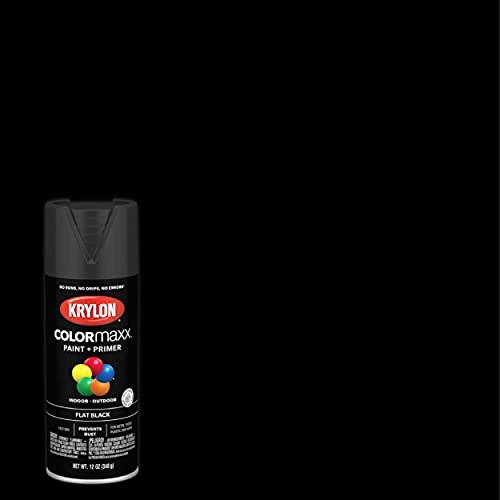 Krylon K05546007 COLORmaxx Spray Paint and Primer for Indoor/Outdoor Use, Flat Black , 12 Ounce (Pack of 1)