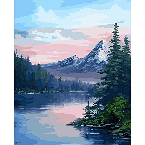 COLORWORK DIY Paint by Numbers for Adults and Kids, “Rocky Mountain Sunset” Acrylic Painting Kit by Artist Joan A Brown, 16" W x 20" L