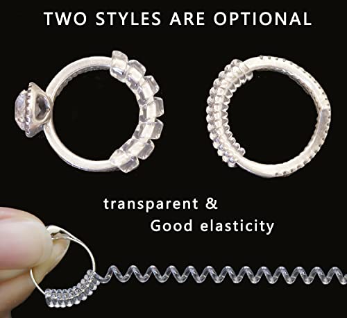 70 Pcs Ring Size Adjuster for Loose Rings with Ring Size Measuring Tool for Ring Adjuster, Plug-in Invisible Ring Spiral Silicone Tightener with Women and Men Any Rings Size