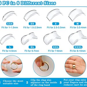 70 Pcs Ring Size Adjuster for Loose Rings with Ring Size Measuring Tool for Ring Adjuster, Plug-in Invisible Ring Spiral Silicone Tightener with Women and Men Any Rings Size