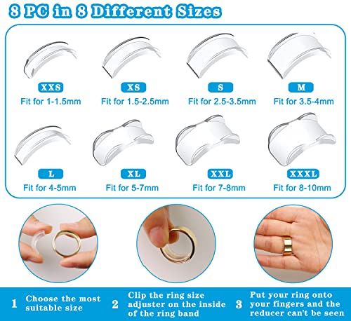 70 Pcs Ring Size Adjuster for Loose Rings with Ring Size Measuring Tool for Ring Adjuster, Plug-in Invisible Ring Spiral Silicone Tightener with Women and Men Any Rings Size