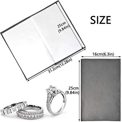 SEVENWELL 2pcs Jewelry Polishing Cleaning Cloth Large 10'' x 12'' for Sterling Silver Jewelry Gold, Diamond, Platinum, Precious Stones, Coins (Gray)