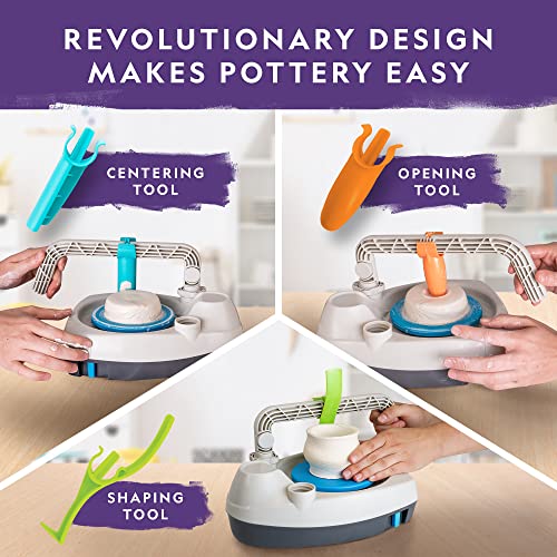 NATIONAL GEOGRAPHIC Kid’s Pottery Wheel – Complete Pottery Kit , Plug-In Motor, 2 lbs. Air Dry Clay, Sculpting Clay Tools, Apron & More, Patent Pending, Amazon Exclusive Craft Kit