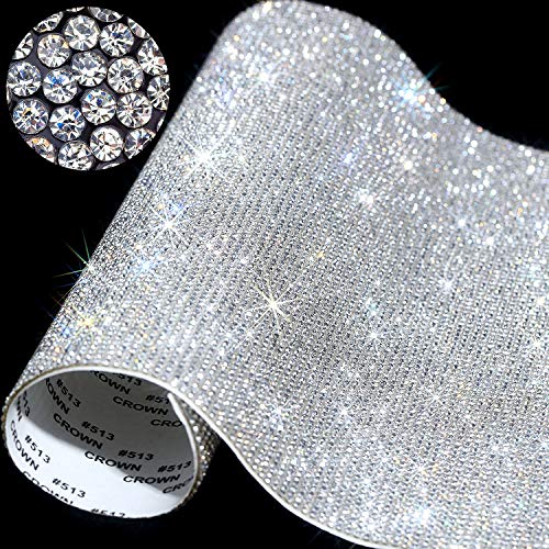 12000 Pieces Bling Bling Rhinestone Sheet Rhinestones Sticker DIY Car Decoration Sticker Self Adhesive Glitter Rhinestones Crystal Gem Stickers for Car Decoration, 9.4 x 7.9 Inch (Clear)