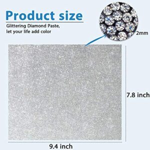 12000 Pieces Bling Bling Rhinestone Sheet Rhinestones Sticker DIY Car Decoration Sticker Self Adhesive Glitter Rhinestones Crystal Gem Stickers for Car Decoration, 9.4 x 7.9 Inch (Clear)