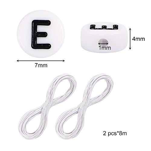 JPSOR 600pcs White Round Letter Beads for Jewelry Making Acrylic Alphabet Beads Bracelets Kit for DIY Necklaces Key Chains Making