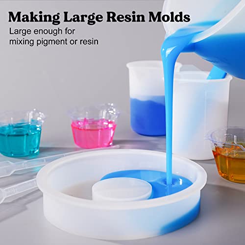 LET'S RESIN Silicone Measuring Cups,Resin Supplies with 600ml/20oz&100ml Thickening&Polishing Resin Mixing Cups,Easy to Clean,Silicone Stir Sticks,Silicone Cups for Epoxy Resin Mixing