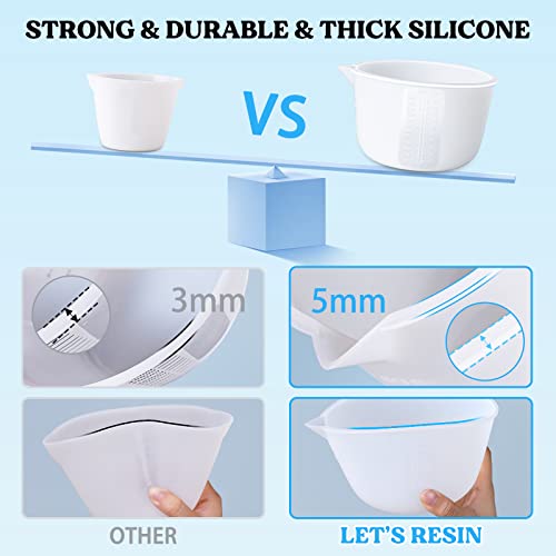 LET'S RESIN Silicone Measuring Cups,Resin Supplies with 600ml/20oz&100ml Thickening&Polishing Resin Mixing Cups,Easy to Clean,Silicone Stir Sticks,Silicone Cups for Epoxy Resin Mixing