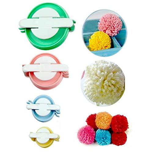 Pompom Maker, EFly 4 Pcs Different Sizes Pom-pom Maker Fluff Ball Weaver Needle Craft DIY Wool Knitting Craft Tool Set for Kids and Adult