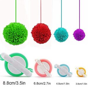 Pompom Maker, EFly 4 Pcs Different Sizes Pom-pom Maker Fluff Ball Weaver Needle Craft DIY Wool Knitting Craft Tool Set for Kids and Adult