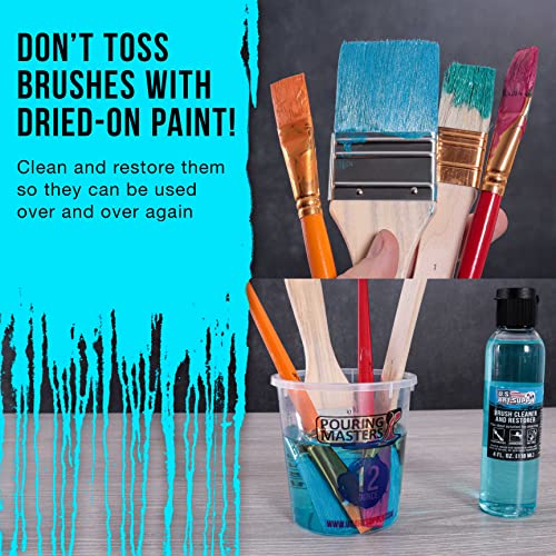 U.S. Art Supply Brush Cleaner and Restorer, 4 Ounce Bottle - Quickly Cleans Paint Brushes, Airbrushes, Art Tools - Cleaning Solution to Remove Dried On Acrylic, Oil and Water-Based Paint Colors