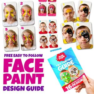 Blue Squid Face Painting Kit for Kids - 22 Color 160pcs Kids Face Paint Kit with Stencils & Book, Halloween Makeup Kit, Professional Face Paint Kids Face Painting Kit Non Toxic Face Paint Kit for Kids