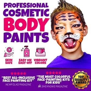 Blue Squid Face Painting Kit for Kids - 22 Color 160pcs Kids Face Paint Kit with Stencils & Book, Halloween Makeup Kit, Professional Face Paint Kids Face Painting Kit Non Toxic Face Paint Kit for Kids